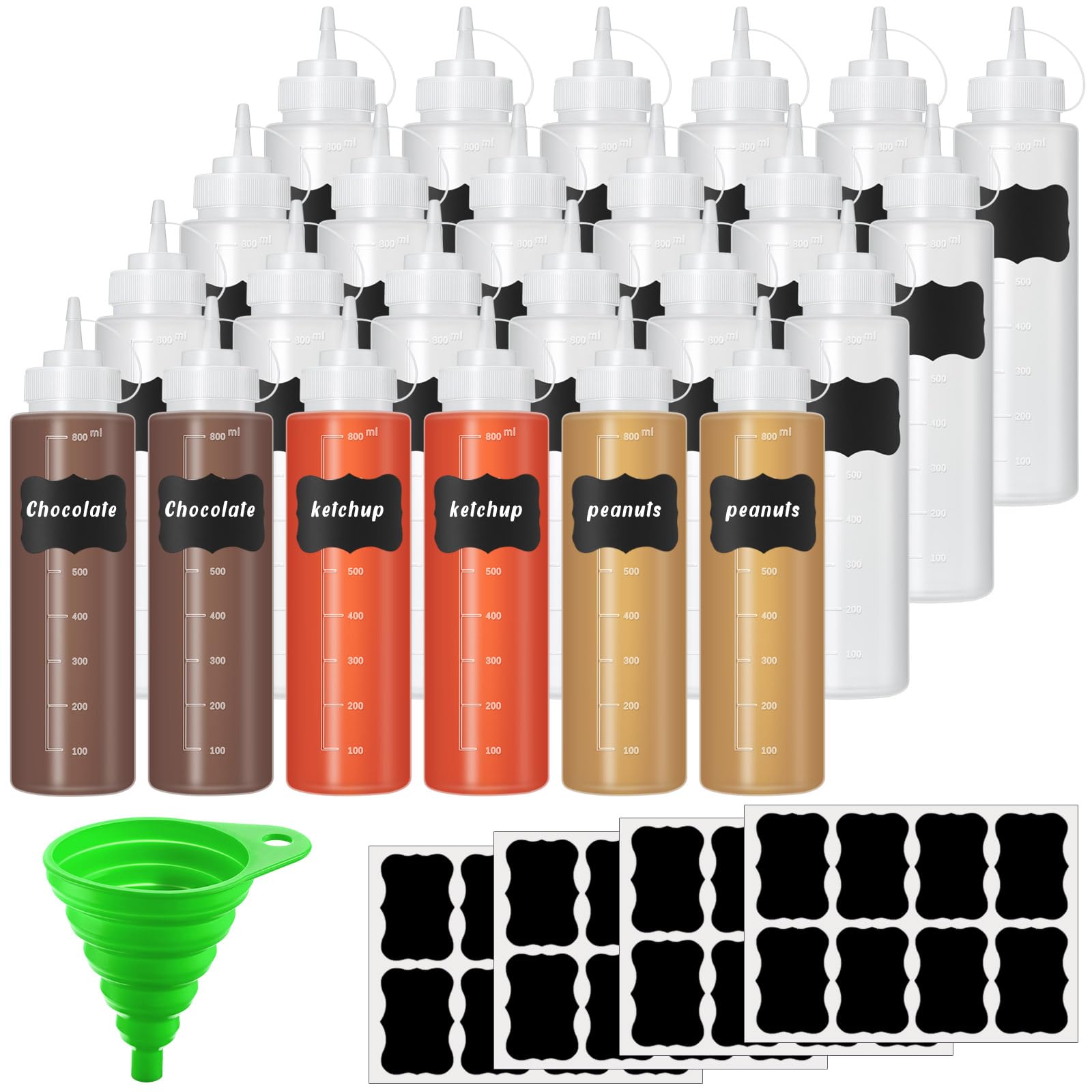 Amazon.com: Mumufy 24 Pcs Condiment Squeeze Bottles 32 oz Plastic ...