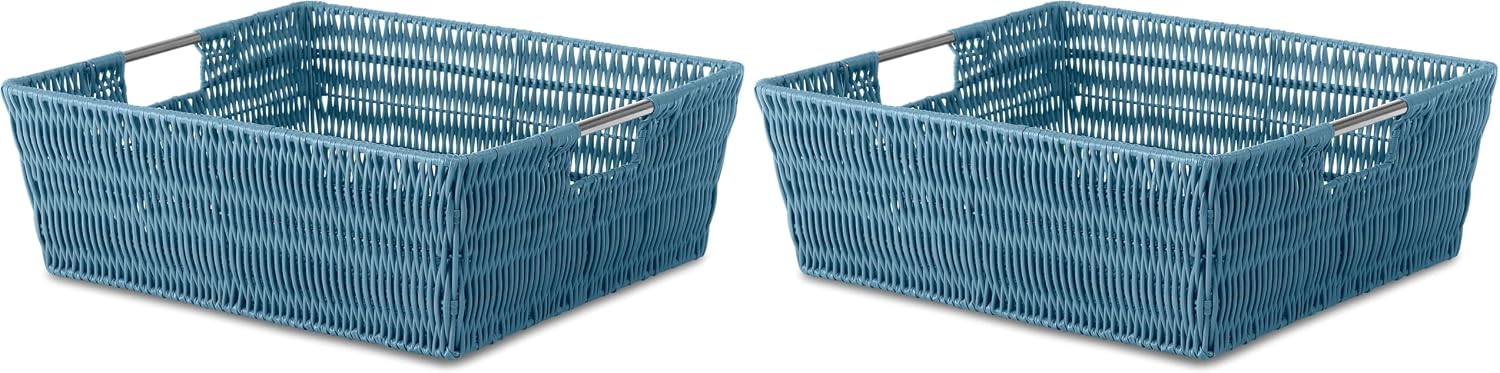 Amazon.com: Whitmor Rattique Shelf Tote Berry Blue (Pack of 2 ...