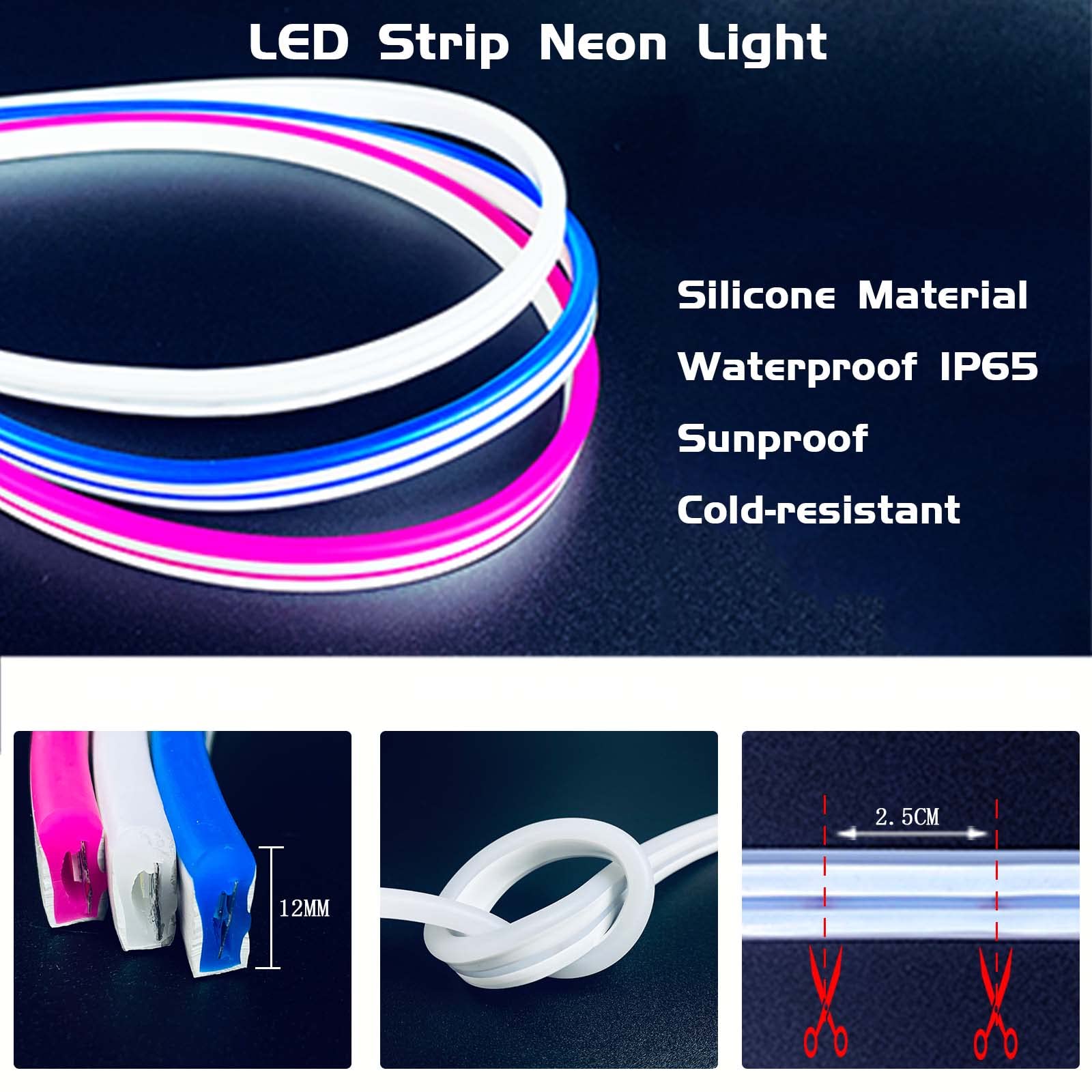 Snapklik.com : JOKO LED Silicone Neon Light Strip, Neon Rope Light 12v ...