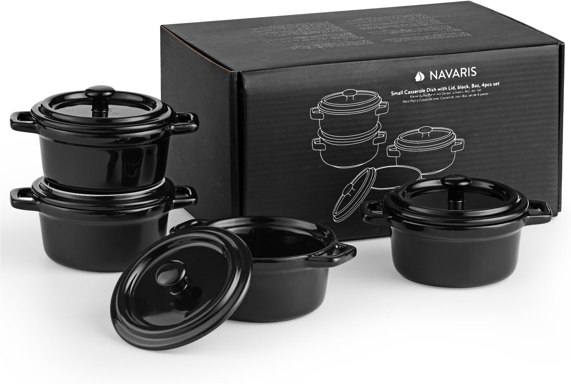 Amazon.com: Navaris Small Casserole Dish with Lid - Oven Proof Dishes ...