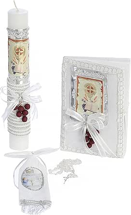 Amazon.com: Holy First Communion Candle Set for Boy Catholic Gifts w ...