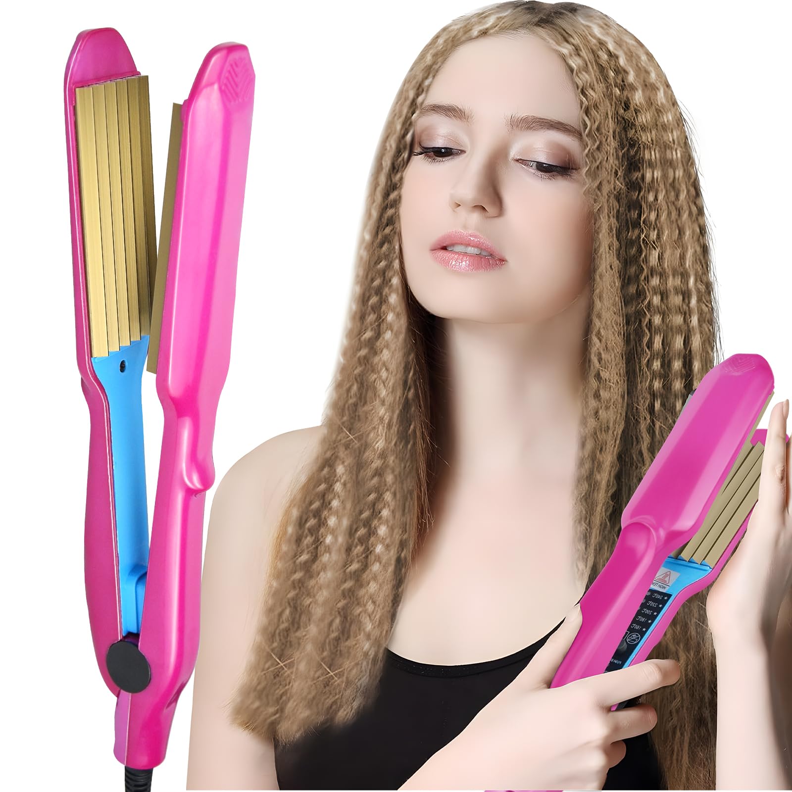 FTJKGH Hair Crimper for Women and Girls, Professional Crimping Iron ...