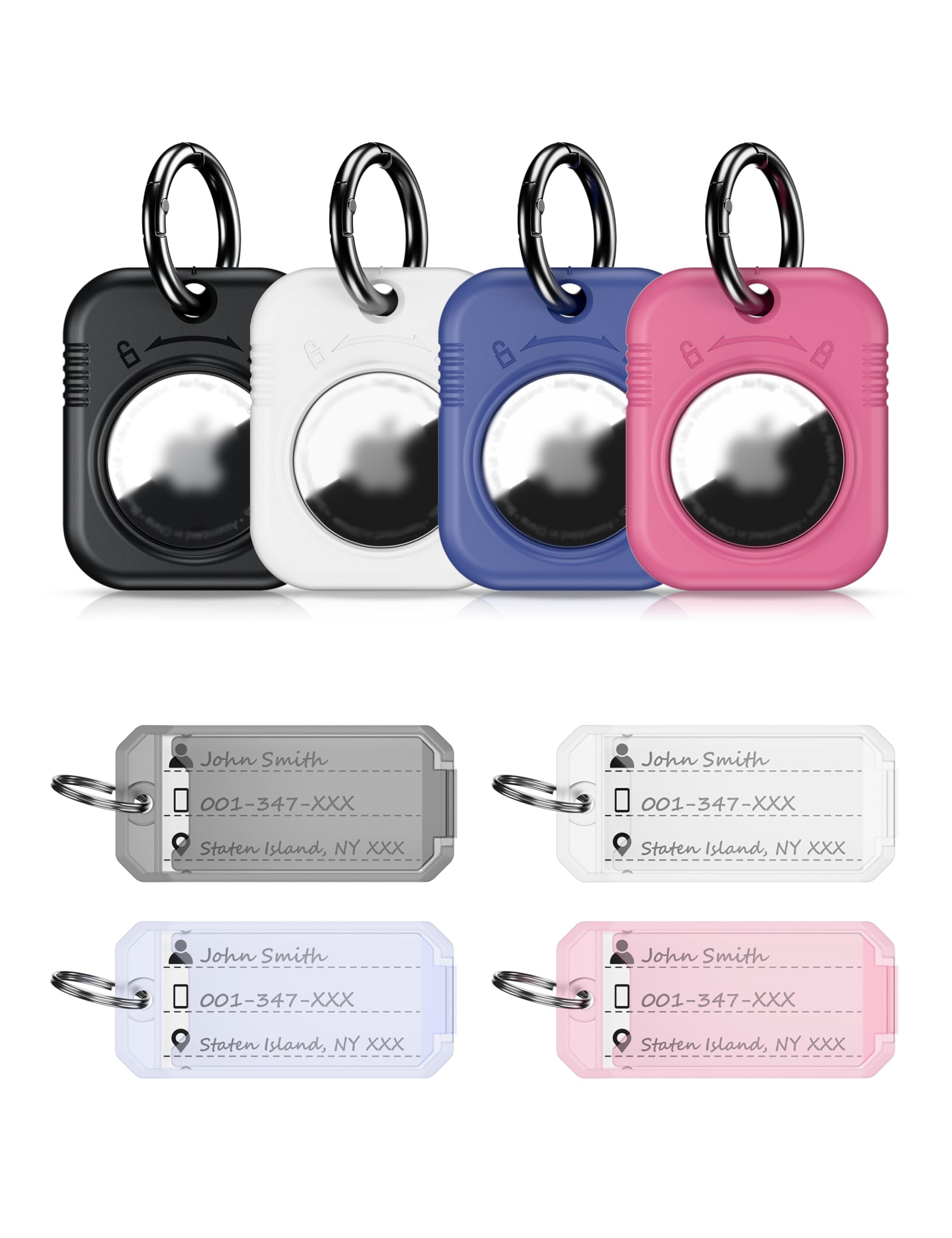 Amazon.com: PROfezzion 4-Pack Stylish Secure AirTag Keychain Holder ...