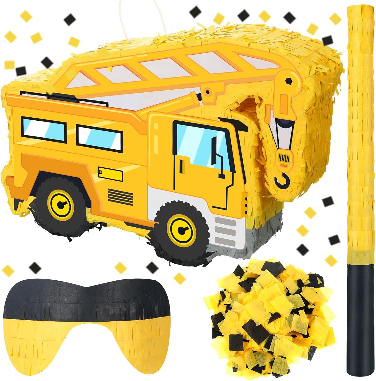 Amazon.com: Ferraycle Construction Truck Piñata with Blindfold Bat and ...