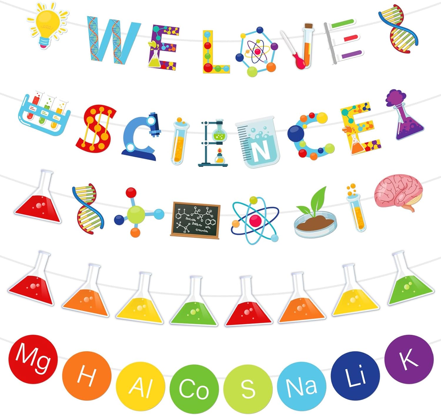 Amazon.com: Whaline 5Pcs Science Banners Back to School We Love Science ...