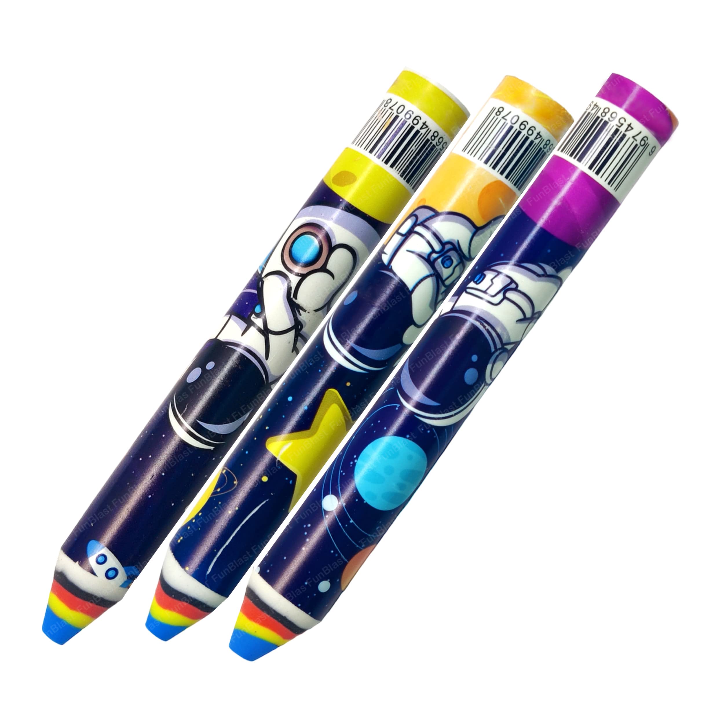 FunBlast Erasers for Kids, Pencil Shaped Space Theme Eraser (Pack of 3 ...