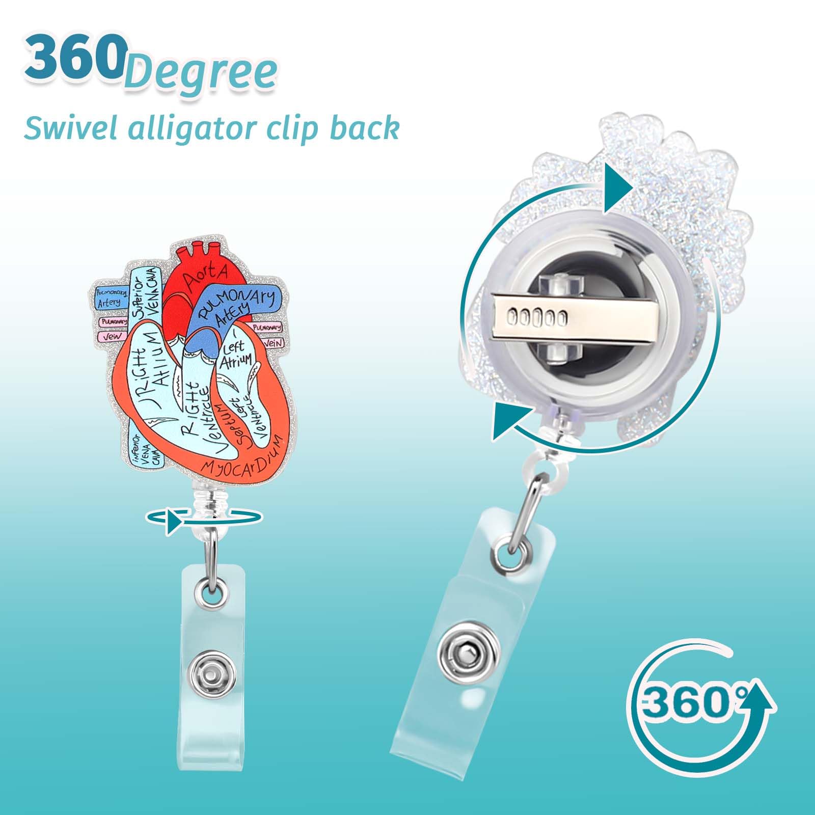 Snapklik.com : Cardiac Badge Holder Heart Retractable Reel ID Card Clip ...