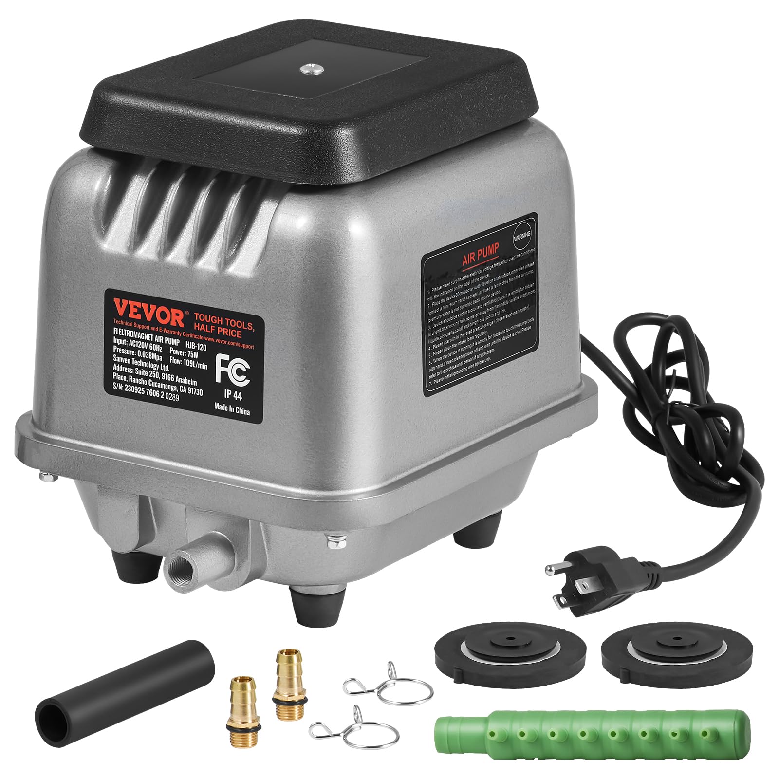 VEVOR Linear Air Pump, 109L/Min Air Flow Septic Aerator Pump, Aeration ...