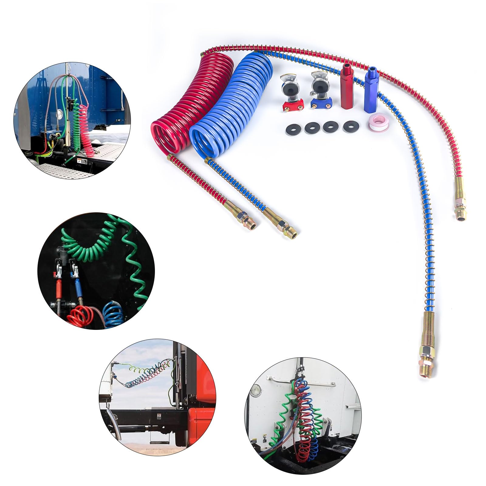 Snapklik.com : 15FT Air Brake Line Hose Coiled Assembly