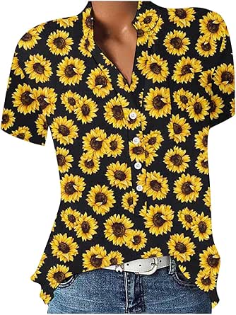 Amazon.com: LTTVQM Yellow Tunic Tops for Women Plus Size Short Sleeve ...
