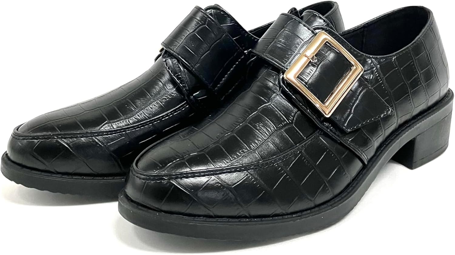 Amazon | [シューズインクローゼット] 超軽量マニッシュ バックル付き ローファー レディース 7666 ブラック large ...