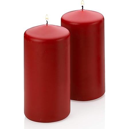 Amazon.com: Red Pillar Candles - Set of 2 Unscented Candles - 6 inch ...