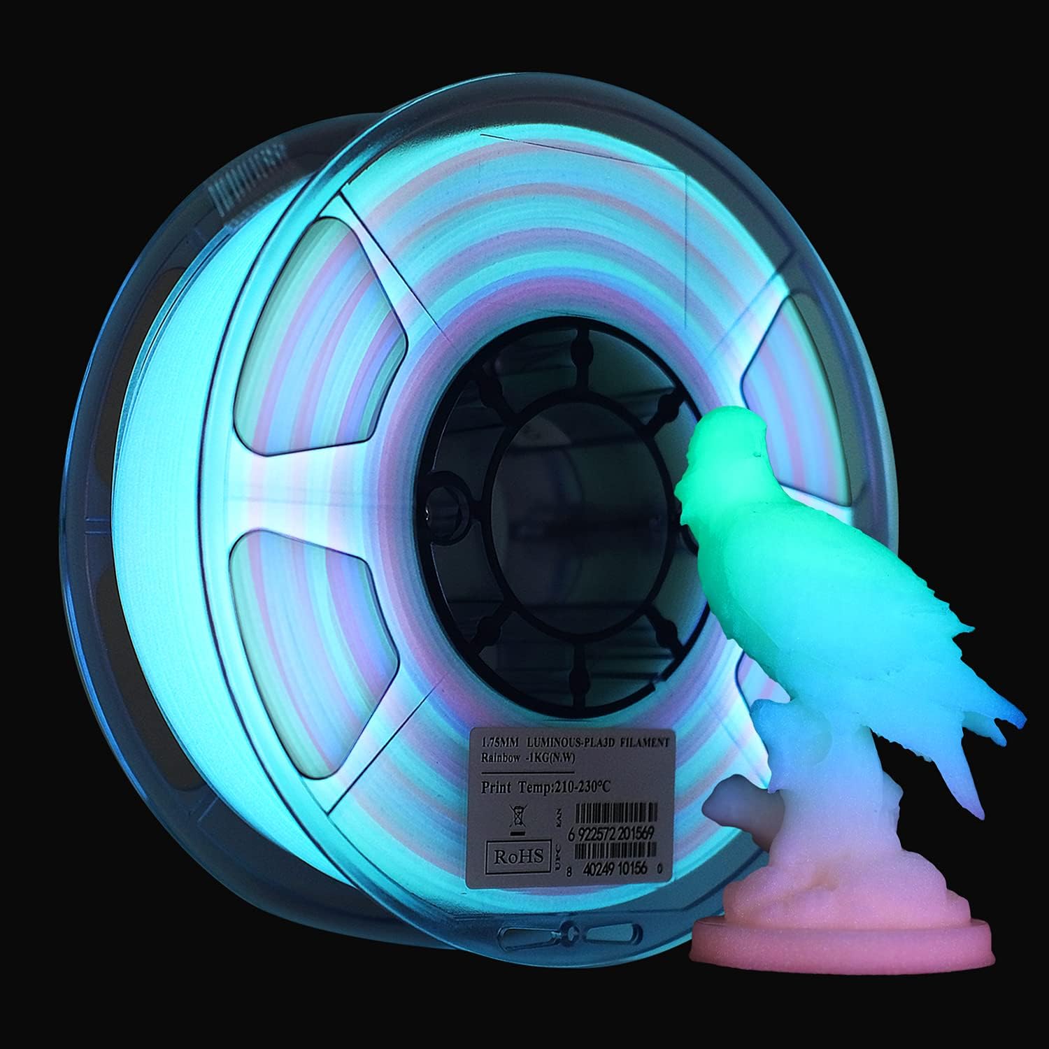 eSUN PLA Luminous-Rainbow Filament 1.75mm Glow in The Dark Pla 1KG ...