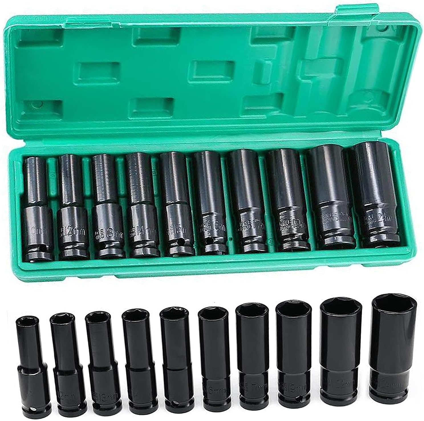 11 Piece Impact Wrench Nut Set, Impact Wrench Nuts 1/2 Inch (10-24 mm ...