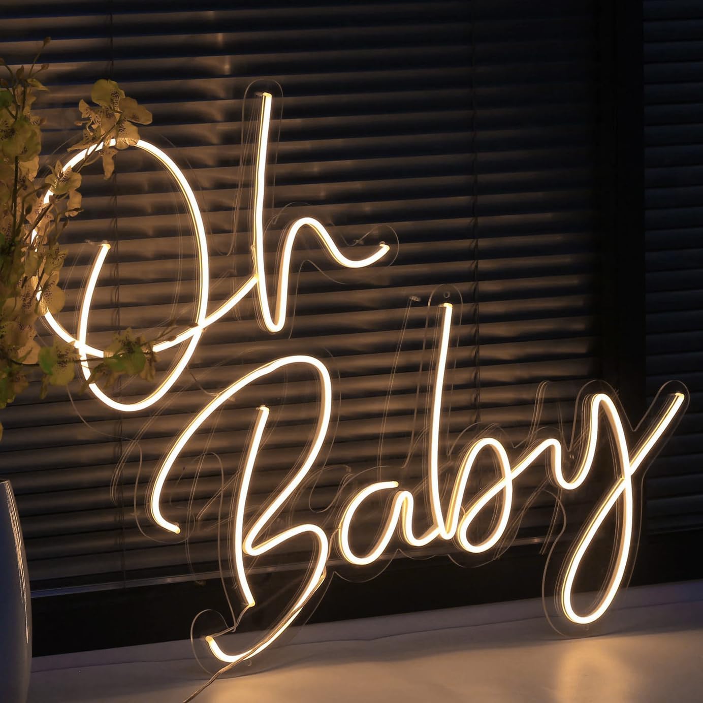 Amazon.com: Oh Baby Neon Sign for Backdrop 21.5x20 Inch Large LED Sign ...