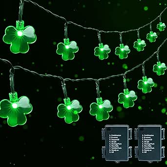Amazon.com: Lomotech Shamrocks Lights, 2 Pack 16.4ft 50 LED Battery ...