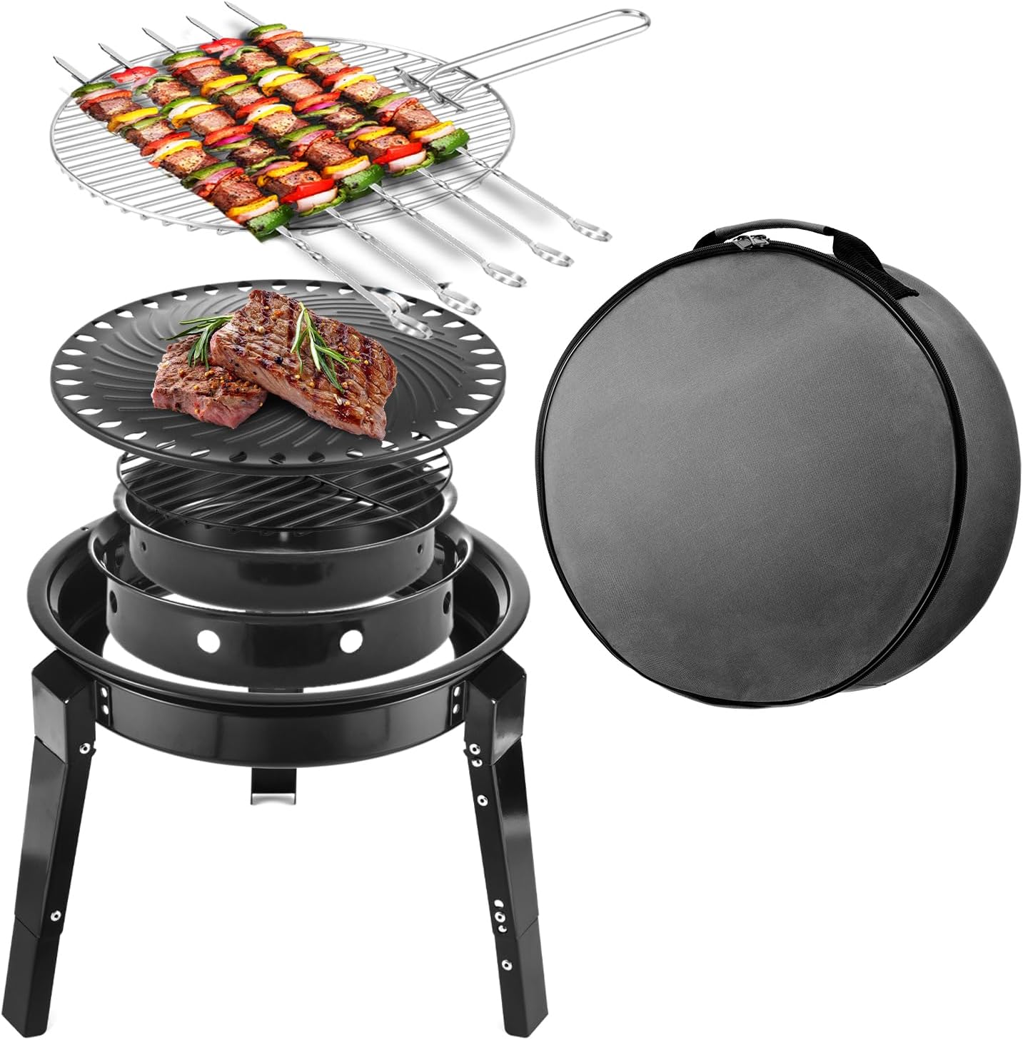 Amazon.com: Naturehike Camping Charcoal Grill for IGT Table, Folding Barbecue Grill with Tongs ...