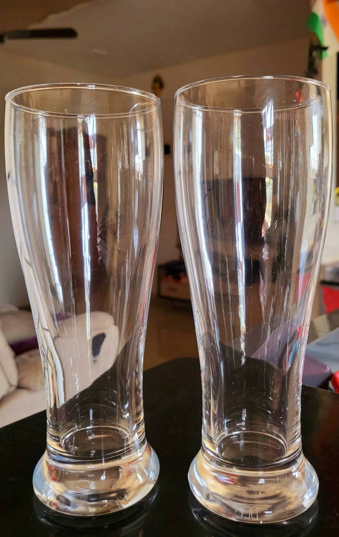 Buy HAPPY BORN Big Tall Beer Glass Set of 2 - Pilsner, Juice, Mocktail ...