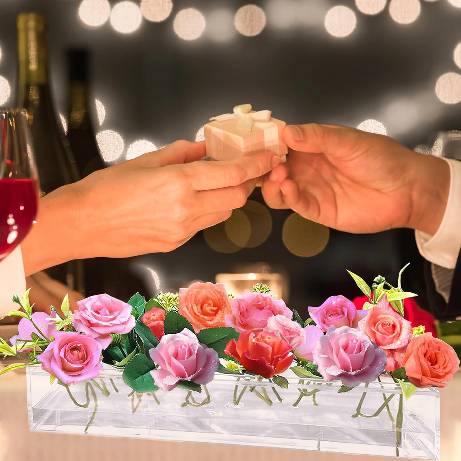 Amazon.com: Clear Acrylic Flower Vase Rectangular Floral Centerpiece ...