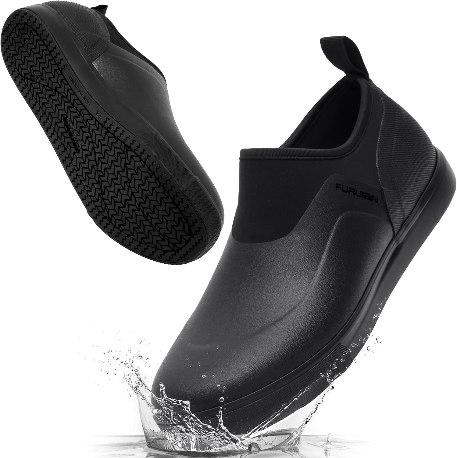 Amazon.com: Furuian Non Slip Work Shoes for Men All Black Waterproof ...