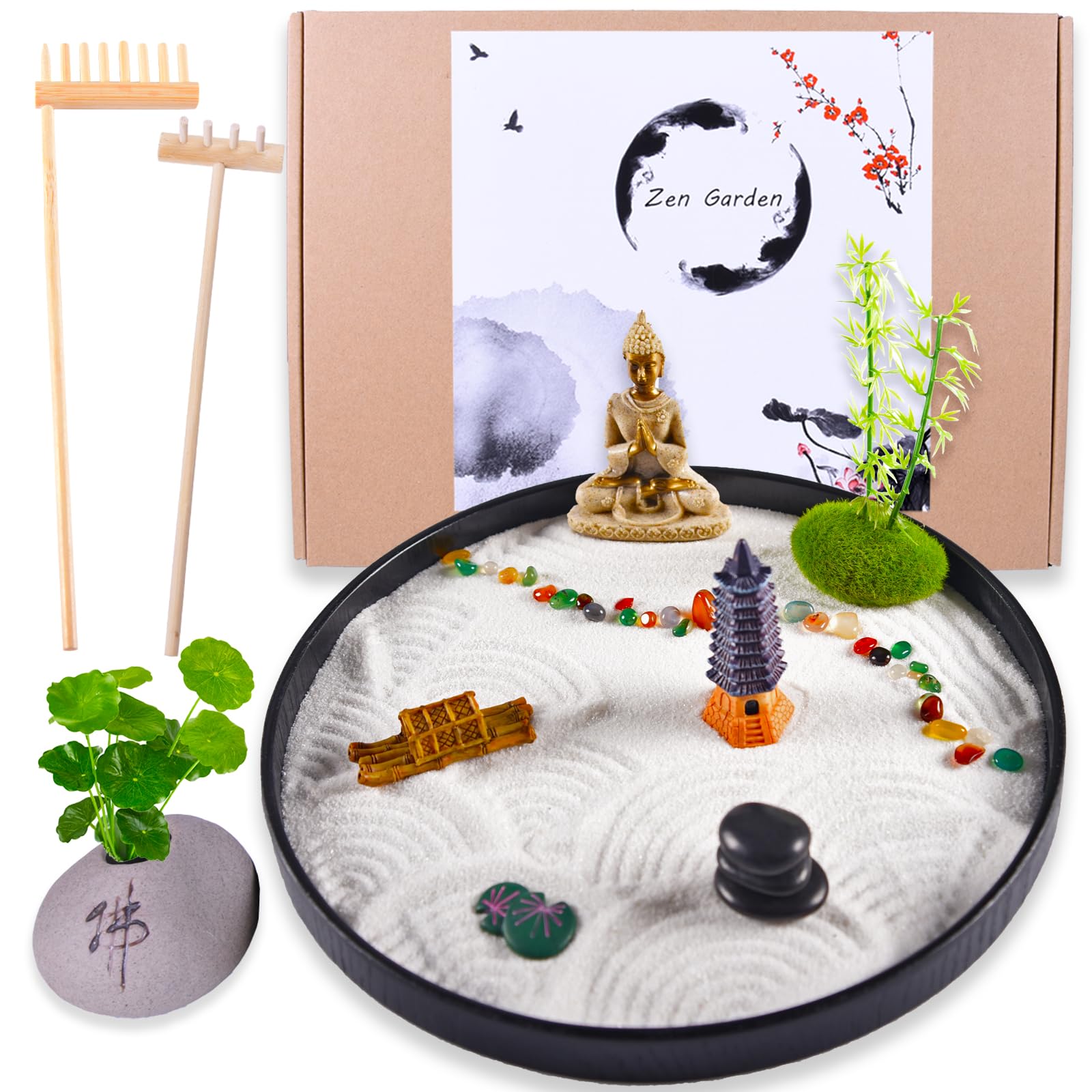 Amazon.com: amberr Japanese Zen Garden Kit for Desk - Premium Mini Sand ...