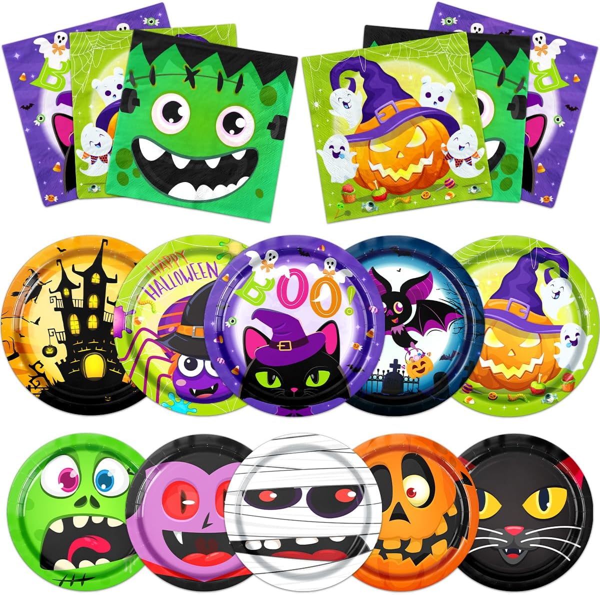 Amazon.com: Gupesxu Halloween Plates and Napkins Set Halloween Party ...