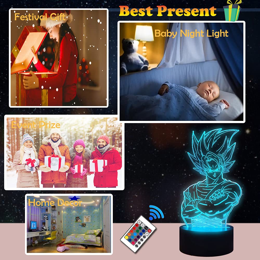 Buy Japan Anime Goku Night Light 3D LED Prince Vegeta USB Charge Table ...