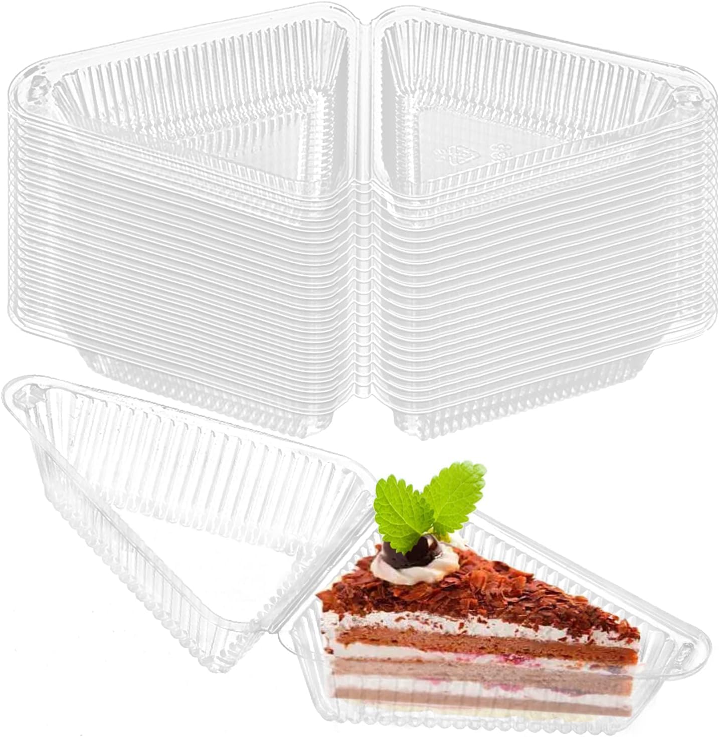 Amazon.com: MFDSJ 100 Pieces Cake Slice Plastic Containers with Lids 5 ...
