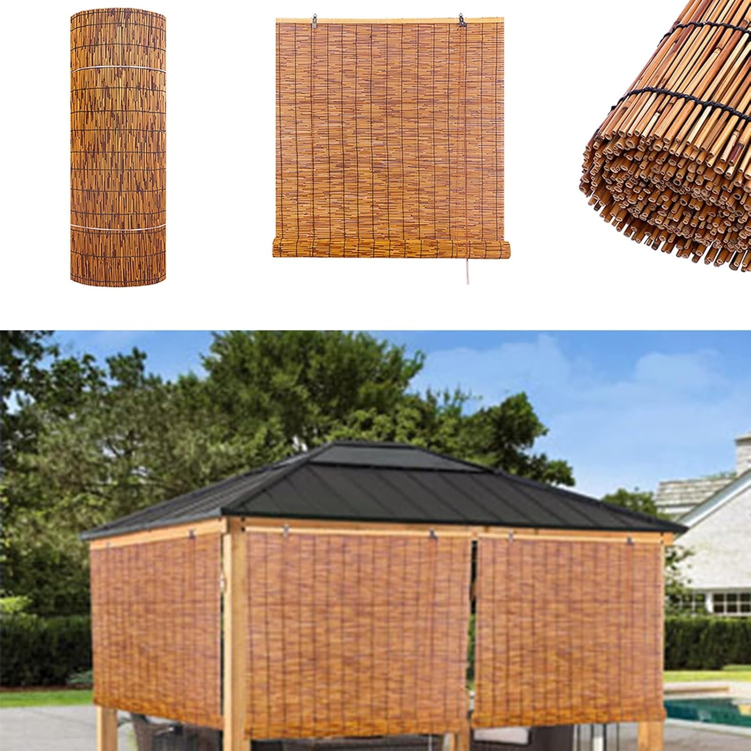 Amazon.com: Retro Bamboo Roll Up Blinds Bamboo Shades Blinds Reed ...