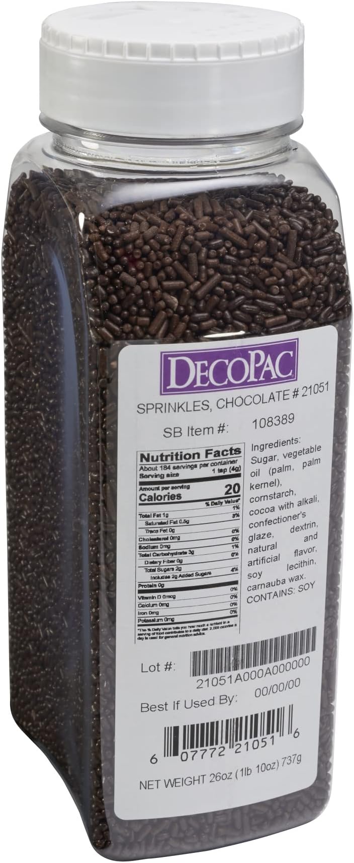 Amazon.com: Chef's Quality Chocolate Sprinkles, 7 lb. : Grocery ...