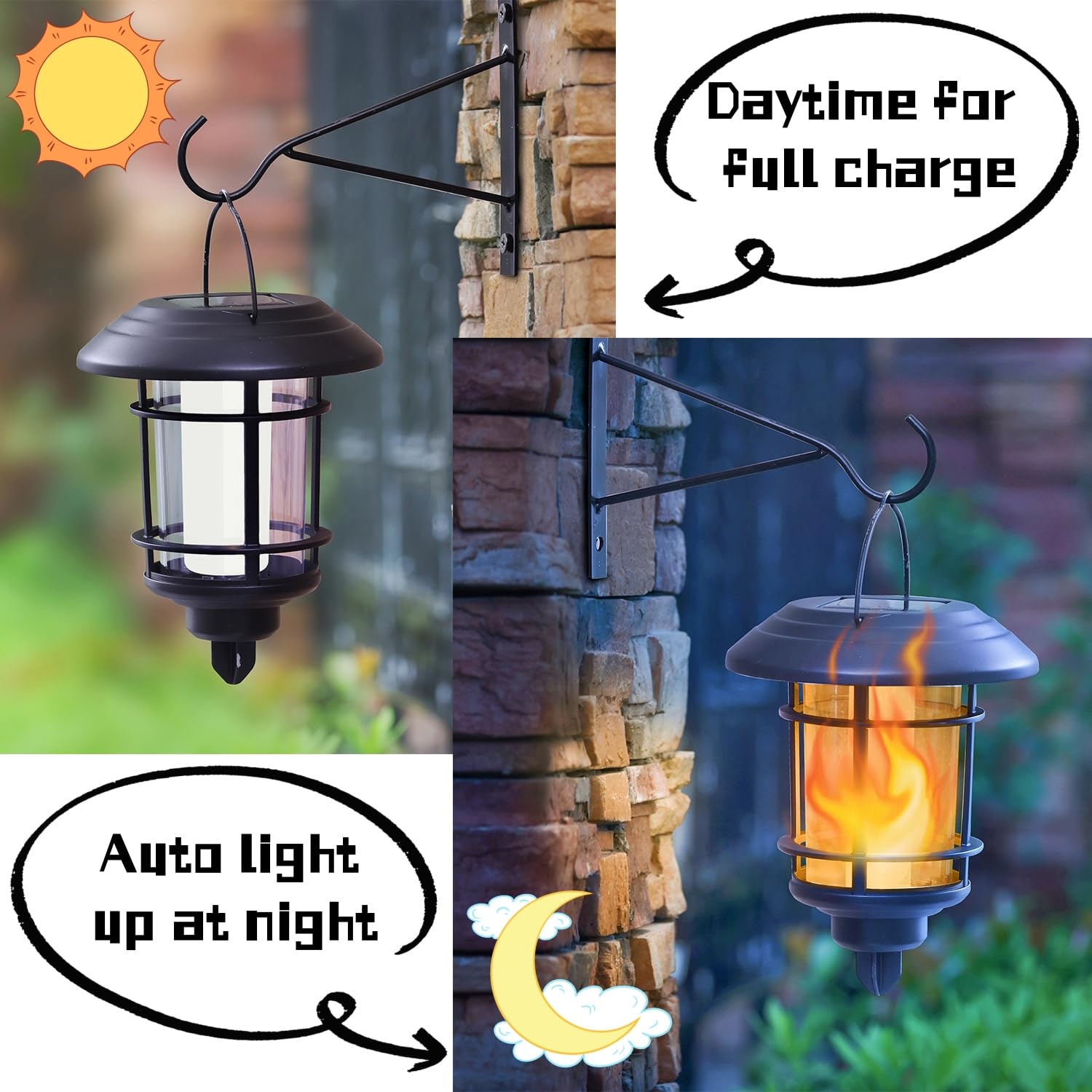 Snapklik.com : Dynaming Solar Flame Wall Lanterns, Outdoor Solar Wall ...