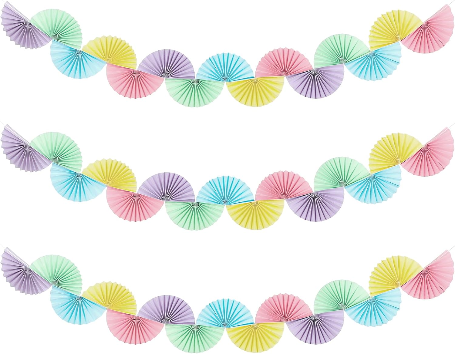 Amazon.com: Weekgrat 3 Pack Wedding Paper Fans Garland 15.6ft Colorful ...