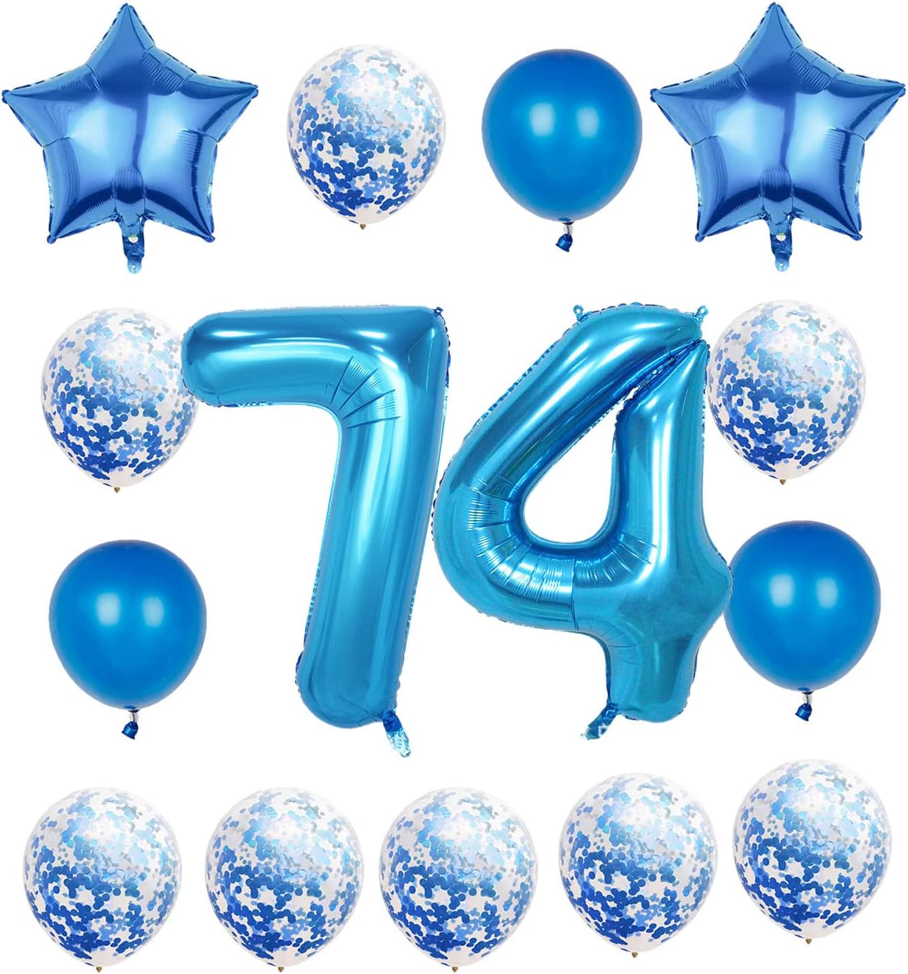 Amazon.com: 74th Birthday Decorations Party Supplies,Blue Number 74 ...