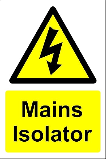 Warning Mains Isolator electrical safety sign - Self adhesive sticker ...