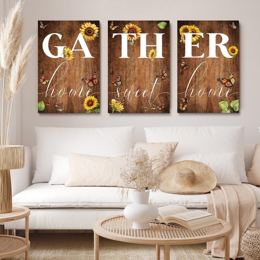 GUBIYU Rustic Farmhouse Dining Room Decor Cute Gather Signs, Home Wall ...