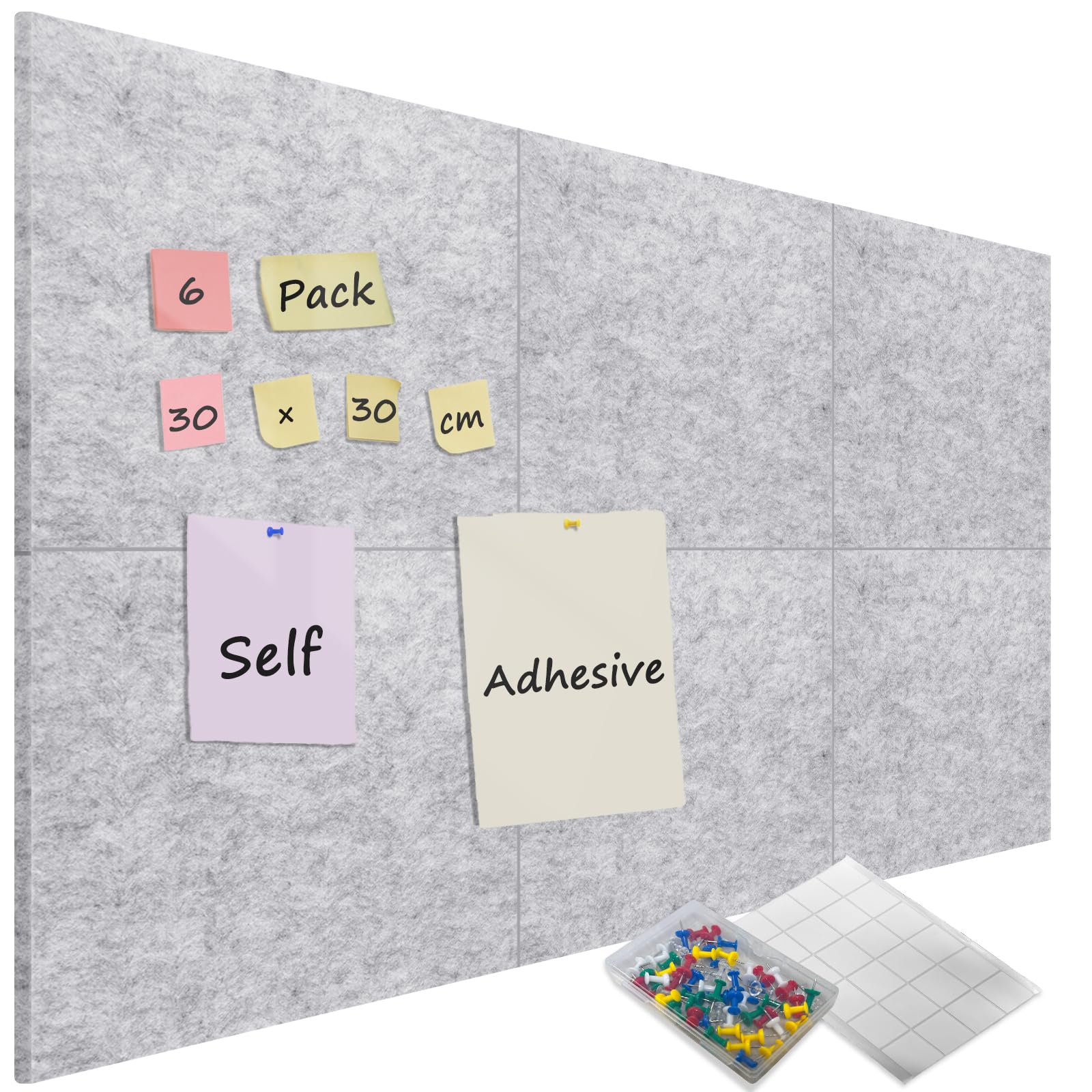 Sliandtelly 6 Pack Felt Bulletin Board with 60 Pins, 12mm Thick Notice ...