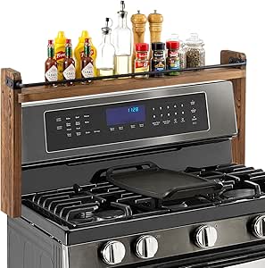 Amazon.com: MyGift 33 Inch Stove Top Spice Rack - Deluxe Rustic Burnt ...