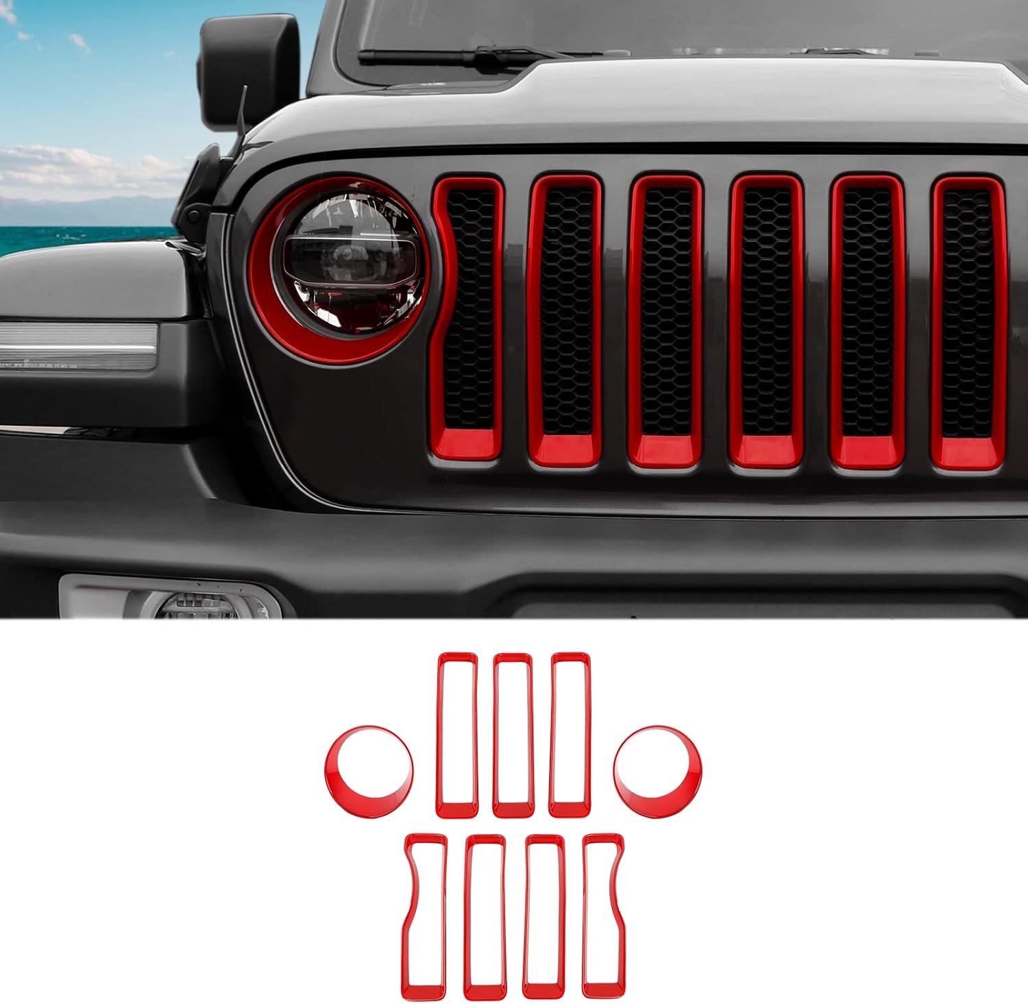 SQQP Mesh Grille Grill Insert+Headlight Turn Light Cover Trim ...