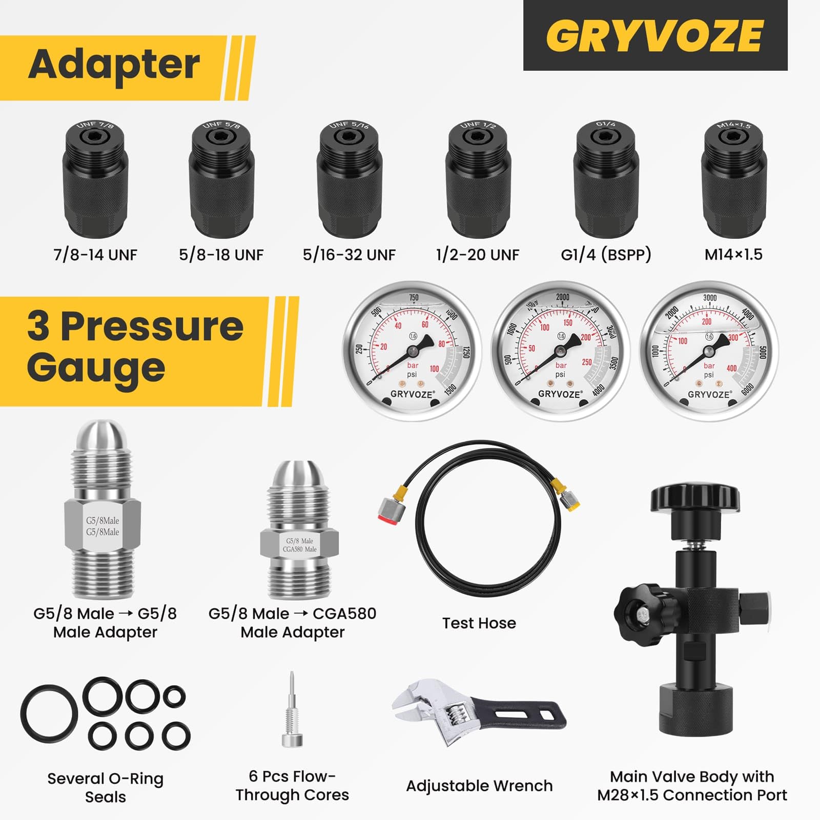 Snapklik.com : GRYVOZE Hydraulic Nitrogen Accumulator Charging Kit ...