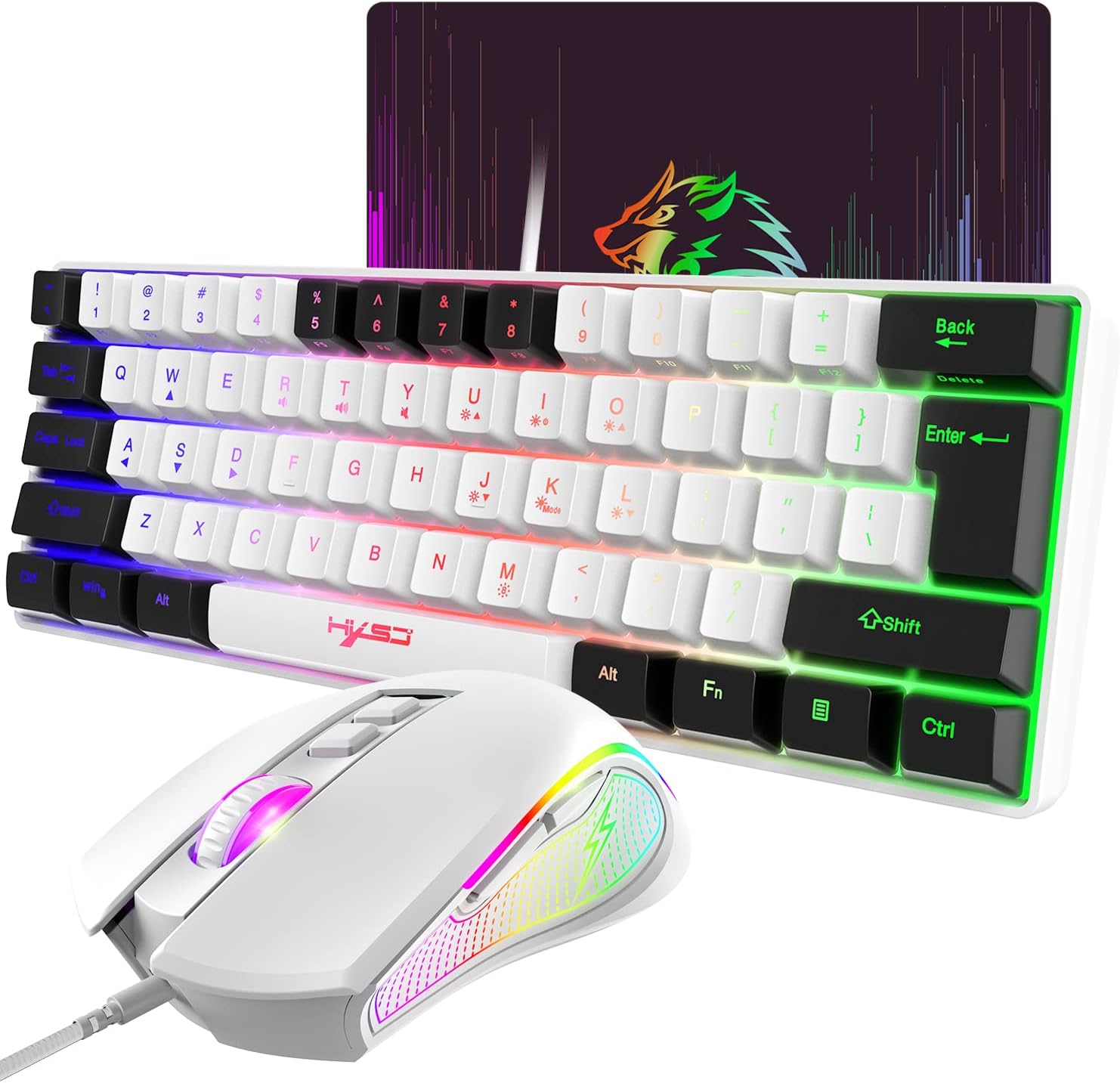 Wired Mechanical Feel Gaming Keyboard and Mouse Set Rainbow LED 104 ...
