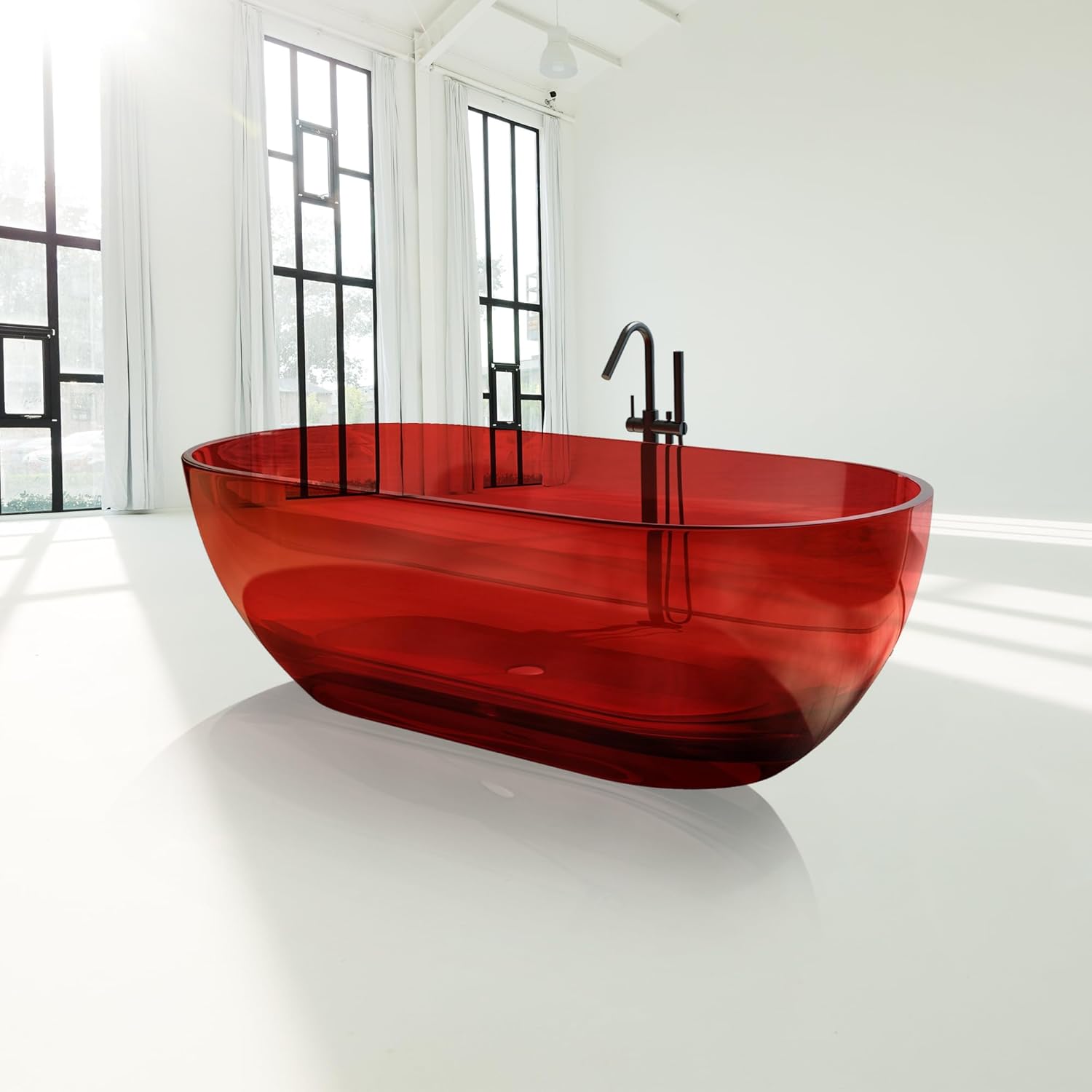 Amazon.com: LANSKEND 69 Inch Transparent Red Bathtub-ice bath tub - Non ...