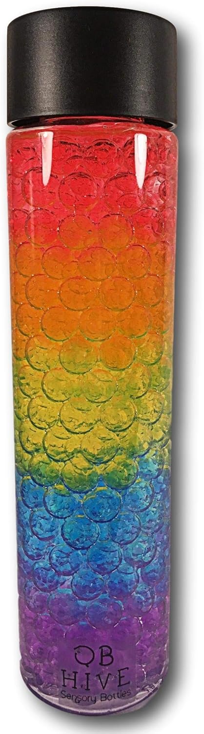 QB Hive Rainbow in a Jar – Llamativa botella zen colorida – Tarro de purpurina brillante ...