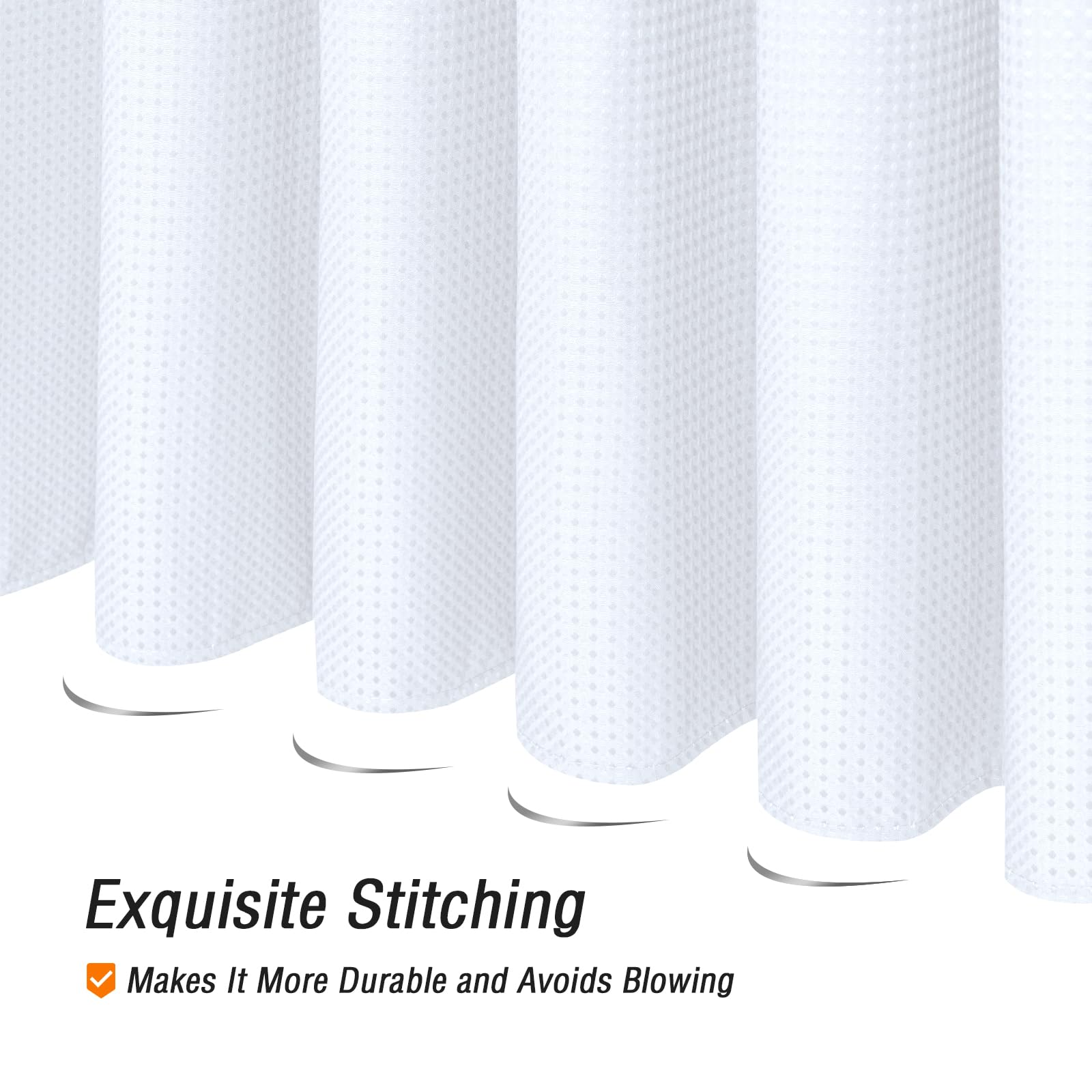 Gibelle Extra Long Shower Curtain 72 x 84, Tall Waffle Weave Textured ...