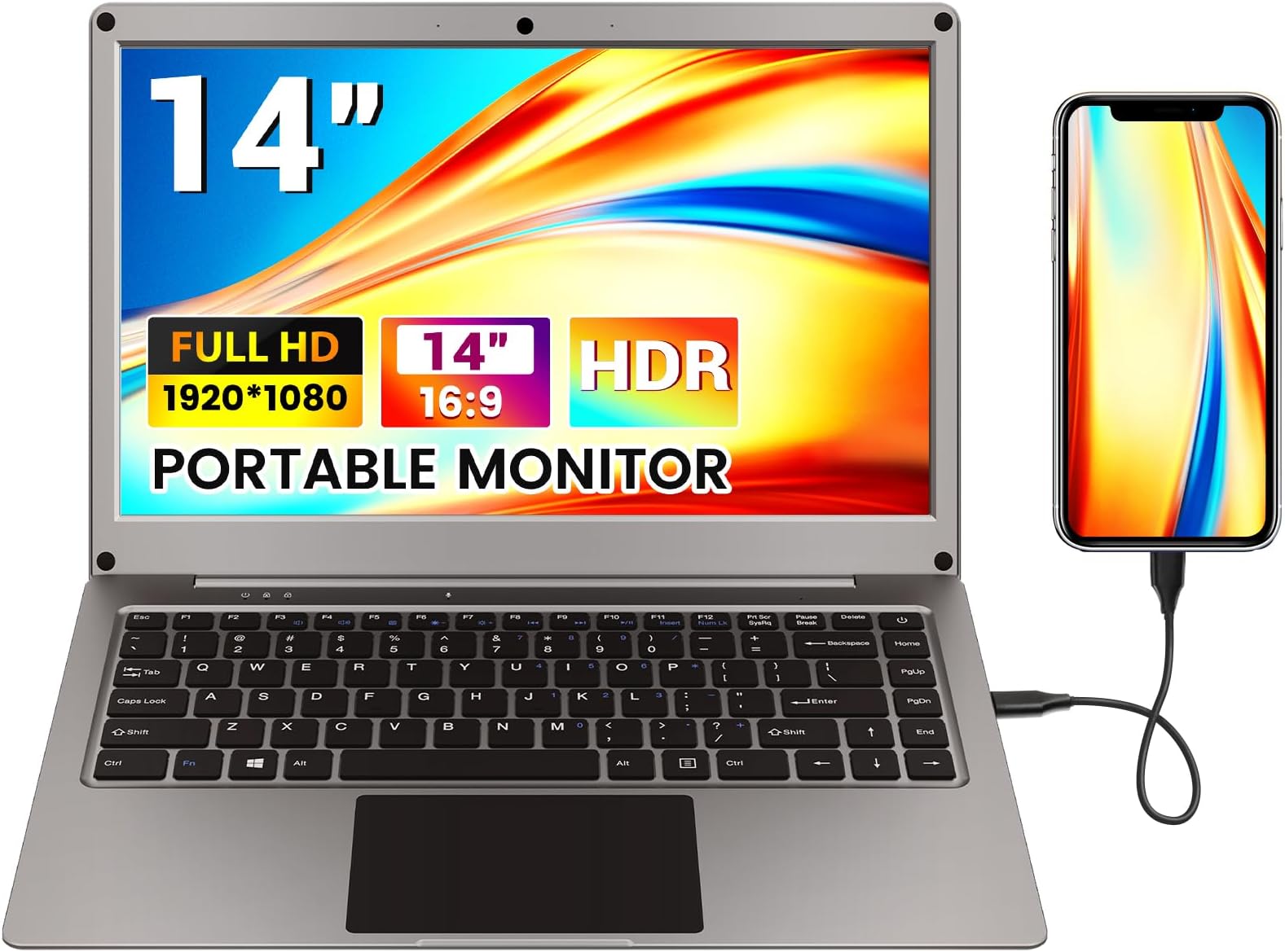 Amazon.com: Portable Monitor with Keyboard,14inch 1080P FHD Lapdock ...