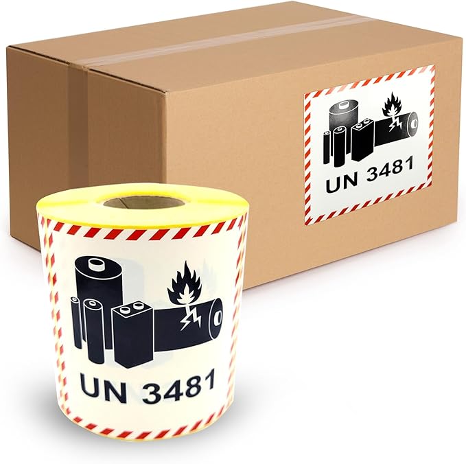 MD Labels 500 Dangerous Goods Labels UN 3481 100 x 100 mm - Contains ...