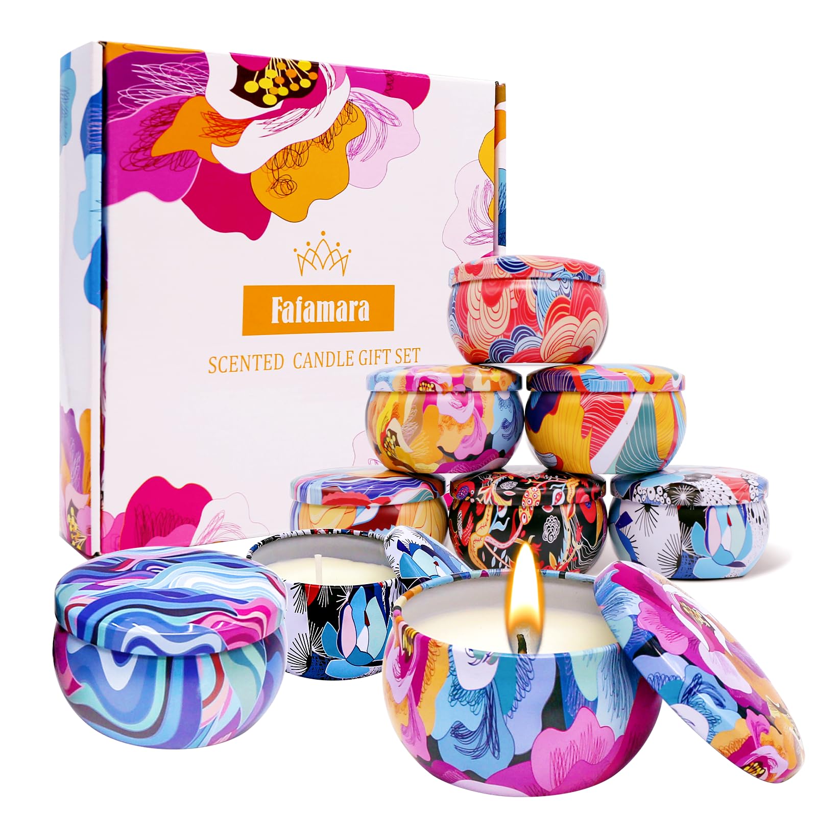 Fafamara 9 Soy Scented Candles Gift Set, Small Tin Can Candles ...