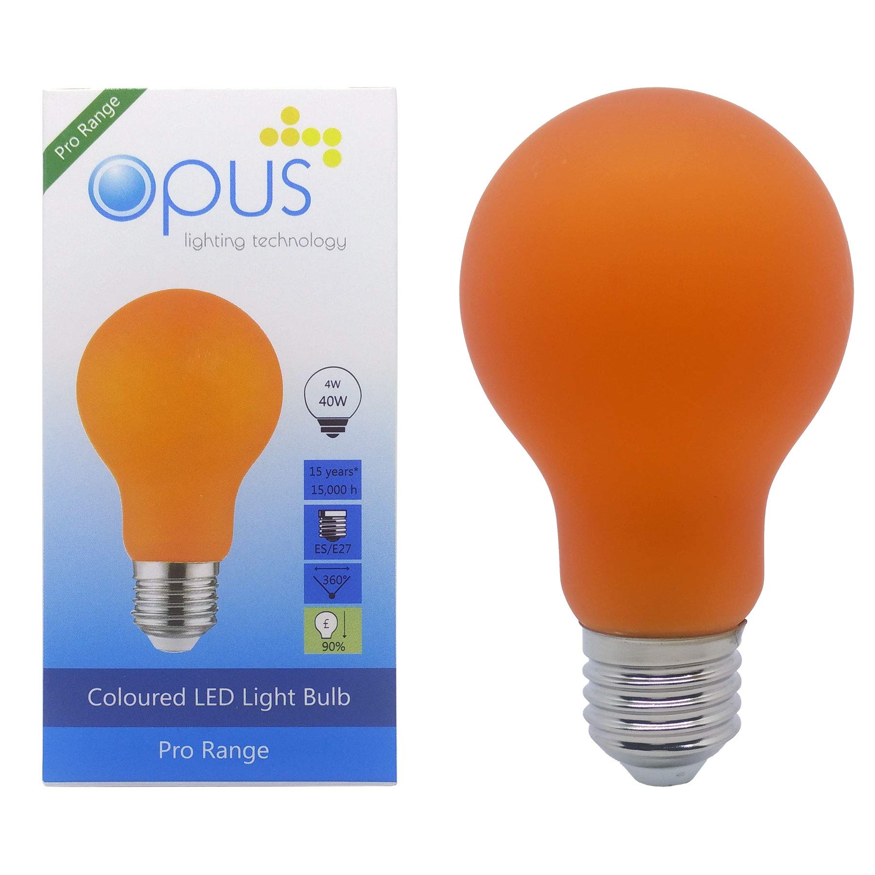 Opus 4 watt GLS LED ES E27 Screw Cap Orange Light Bulb : Amazon.co.uk ...