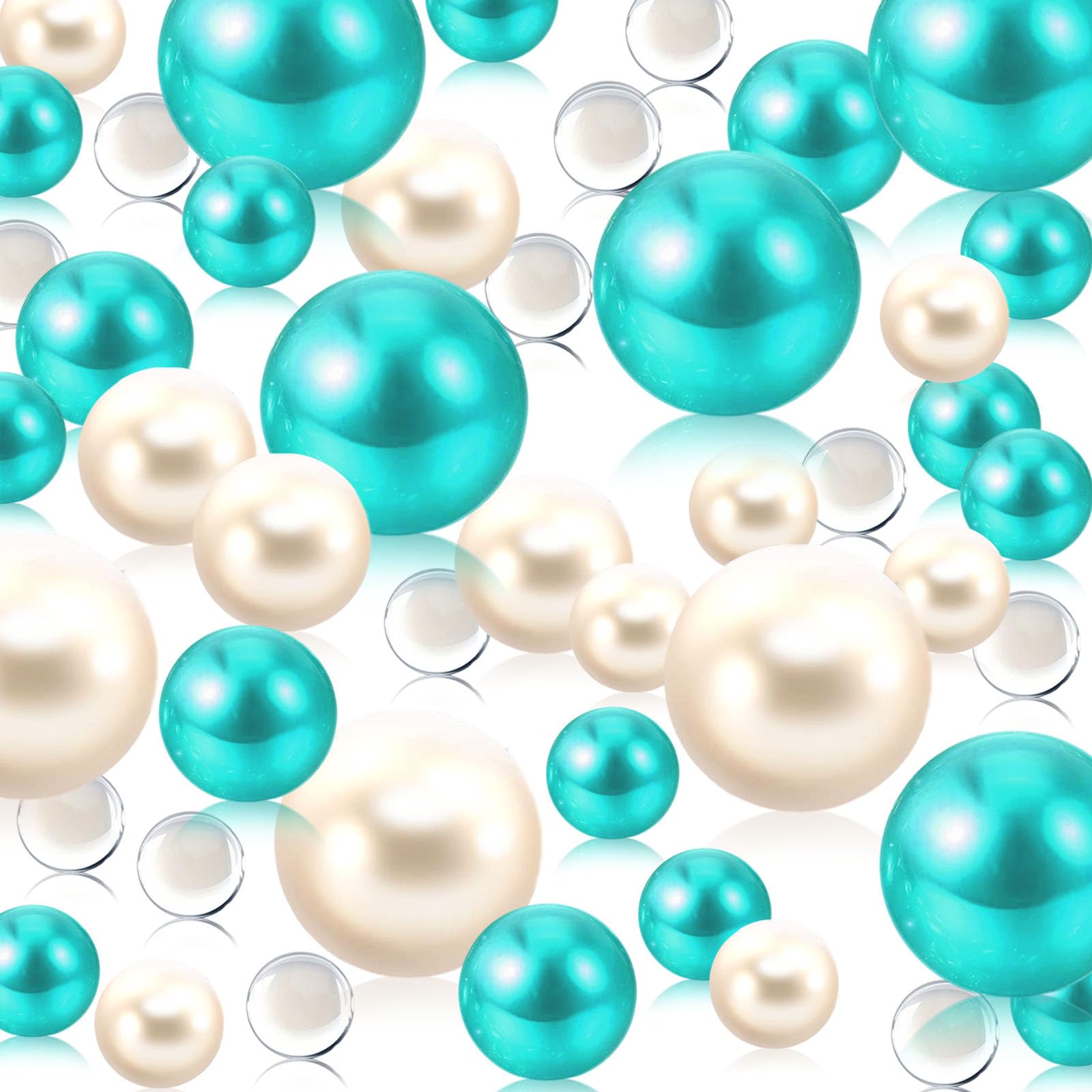 Amazon.com: Teal White Floating Pearls | 150PCS Teal White Pearls Bead ...