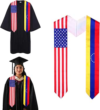 Amazon.com: TangFee Venezuela and USA Flag Graduation Stole, Graduation ...