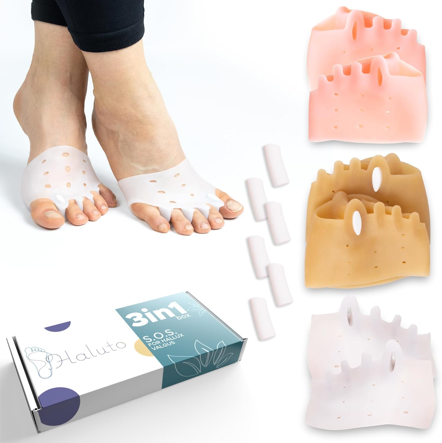 Haluto 3 Paare / 6 Stück Zehenspreizer mit Gel-Mittelfußpolster ...